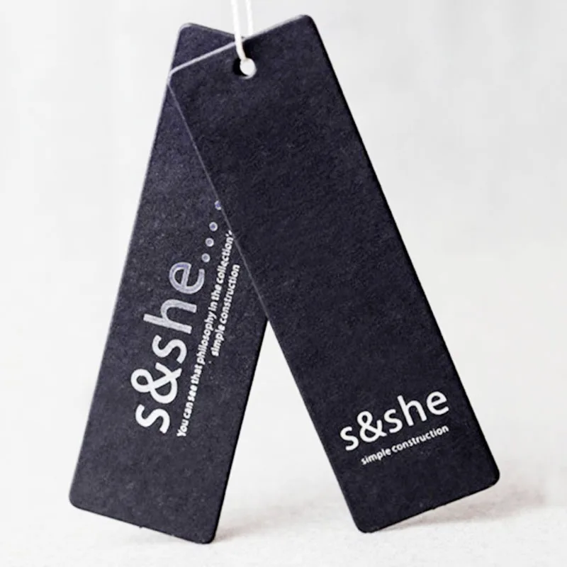 Custom Garment Tags - Black Cardboard Foil Brand Name Tags