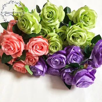 Cheap Artificial Fake Plastic Flower Single Rose Mix Color Red Roses ...