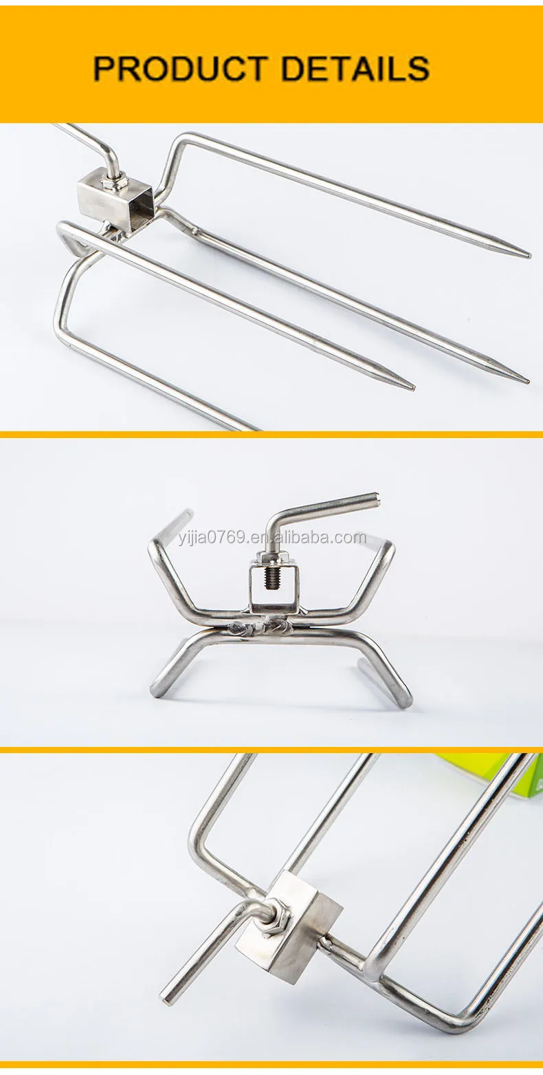 Chromed Bbq Rotisserie Meat Fork With Heavy Block And Rotary Axis Only ...