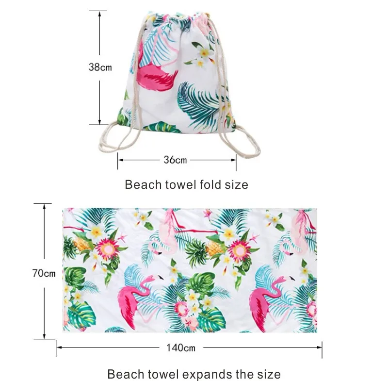 Hot Personalized Printing Folding Beach Towel Backpack Rectangle Adult ...