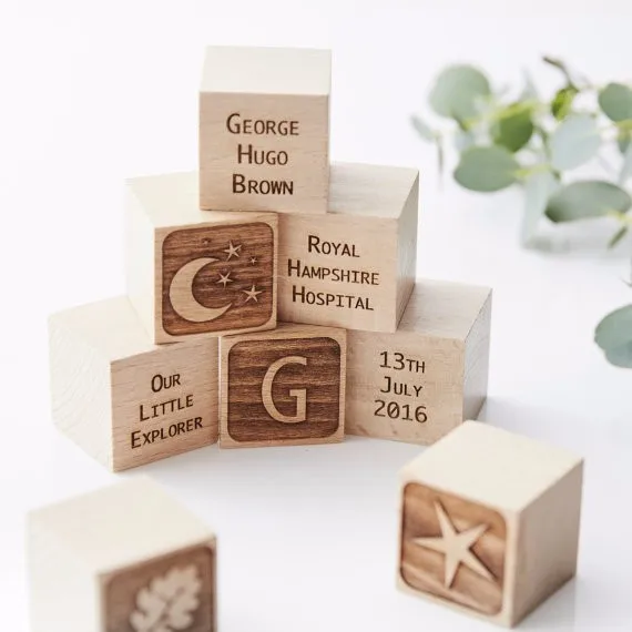 Custom Engraved Letter Wood Building Block,Natural Hardwood Blocks 30mm ...