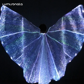 Luminous Fiber Optic Angel Wings Led Belly Dance Wings Light Up Perform ...