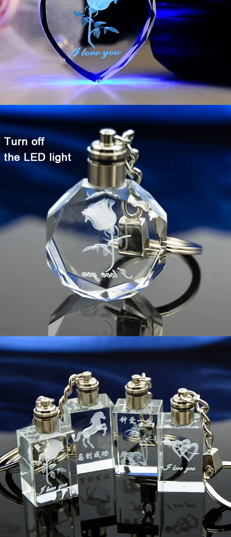 Customized Logo 3d Laser Carving Keychain Engraving Crystal Glass ...