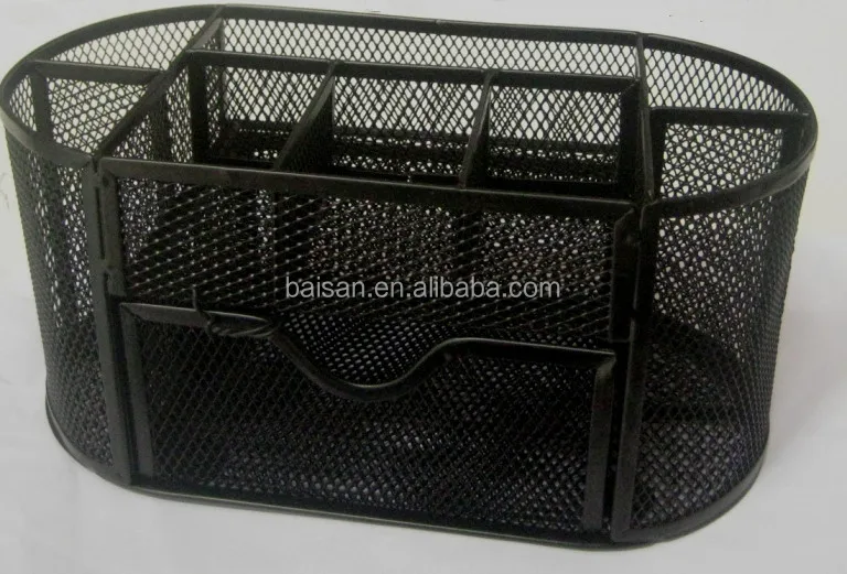Mesh Wire Office Pen Holder Desk Organizer Metal Desktop Stationery ...