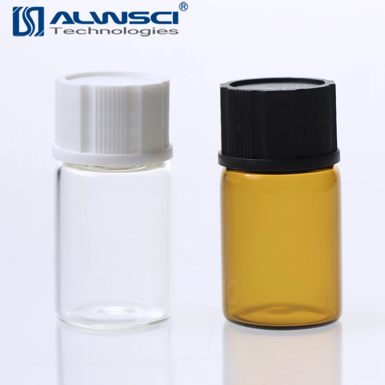 7ML Clear Chemical Glass Storage Bottle with White Cap