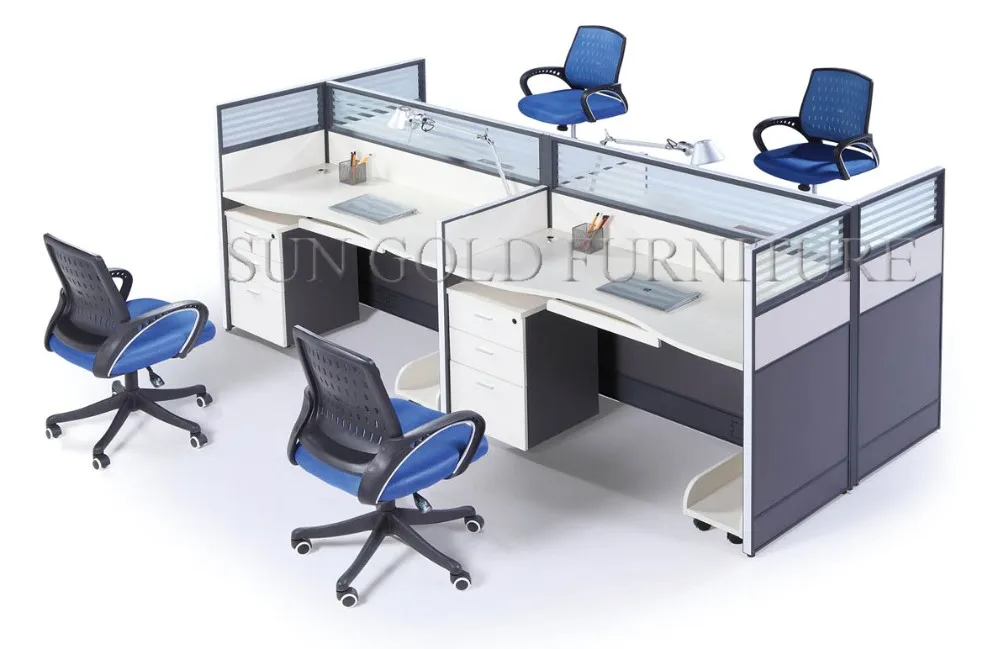 Half Glass Wall Partition Workstation Gaming Desk Wooden Office Cubicle ...