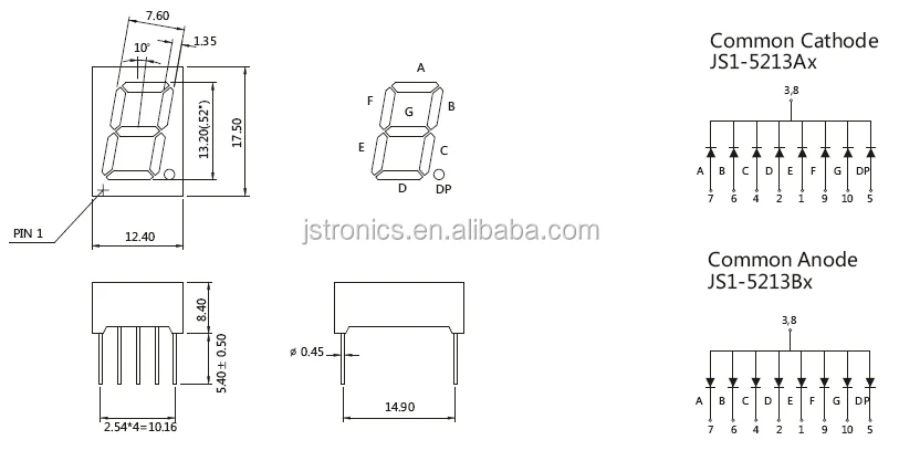Seven Segment 1 Digit 0.52" Inch 7 Segment Led Display Blue Color - Buy ...