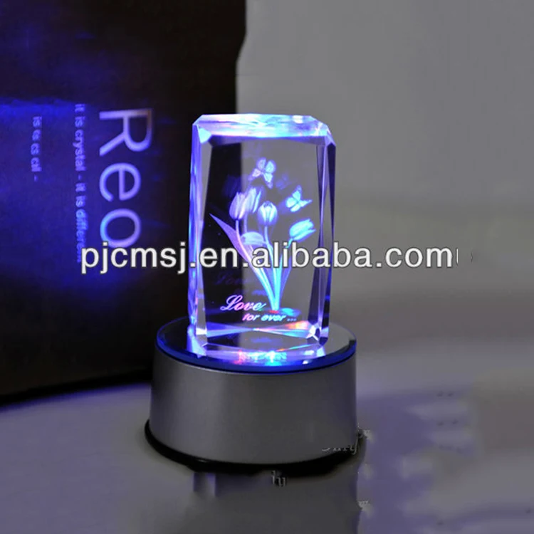 Led Light Base Crystal 3d Laser Rose For Wedding Decoration - Buy K9 3d ...