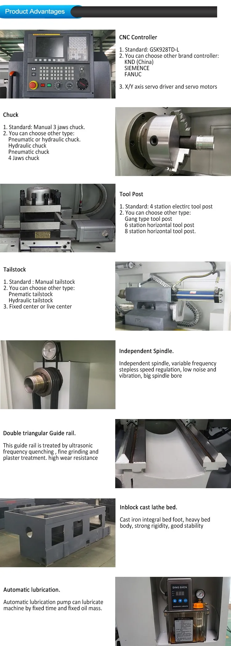 Headman China CNC Lathe Machine - CK6150A with GSK & SIEMENS Control System