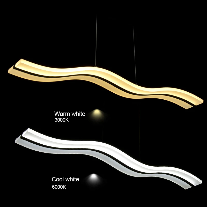 Modern Led Pendant Light Wave Shape Hanging Light For Dinning Room ...