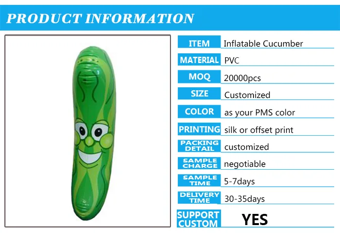 Cheap Custom Made Inflatable Cucumber - Funny Vegetable Toy