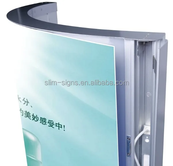 Pillar Mounted Curved Shape Advertising Led Light Box Illuminating Sign ...