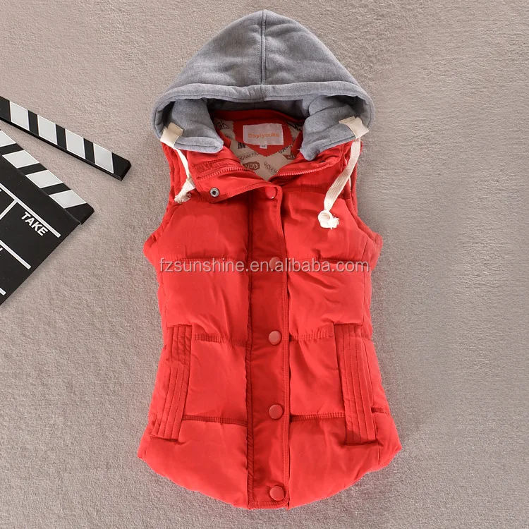 2018 Quilted Girls Ladies Red Vests With Hood - Buy Red Vests,Girls ...