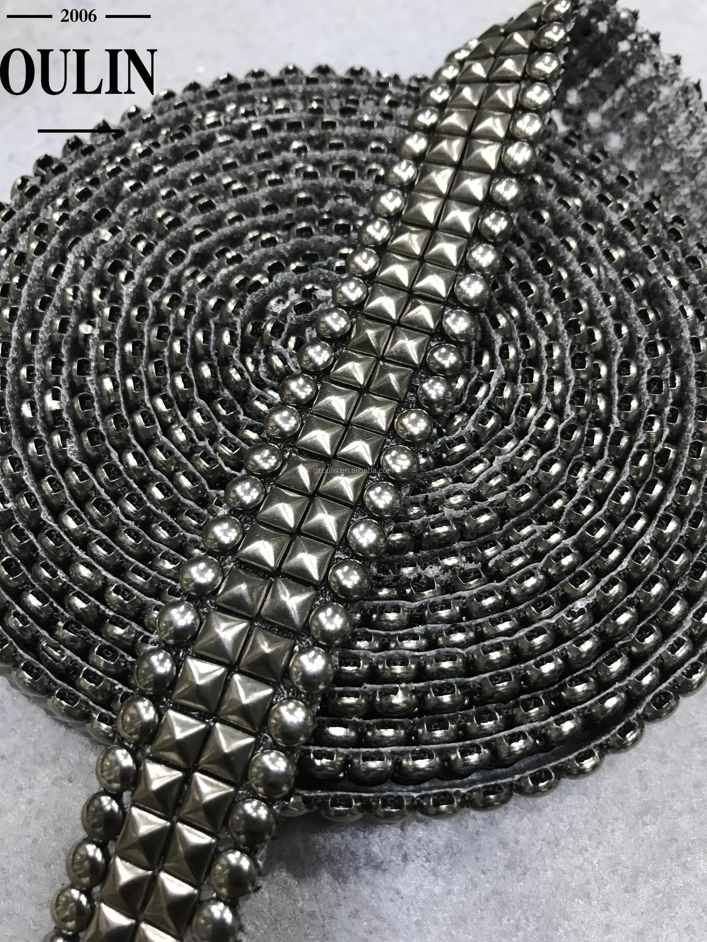 Gun Color Stud Lace Trim Can Be Customized Stud Tape Lace Trim Hot Fix ...