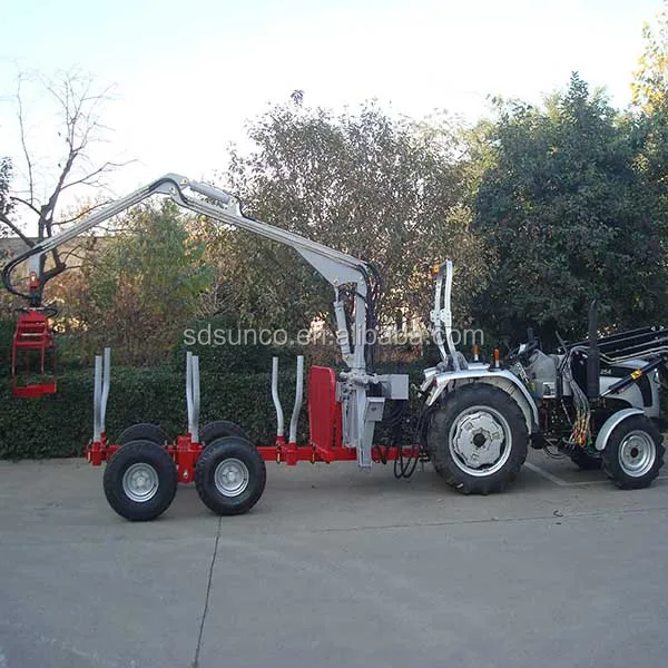 Logging Crane Trailer With Grapple,Tractor Implement Logging Trailer ...