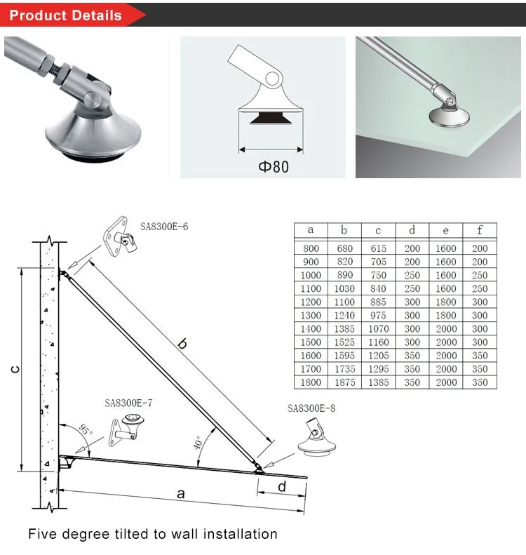 Stainless Steel Glass Canopy Bracket for Apartment Entrances