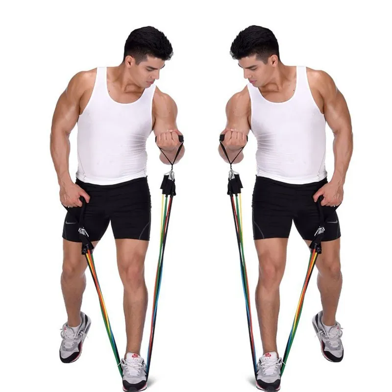 11 Piece Rope Tube Tension Training Resistance Band With Fabric Covered ...