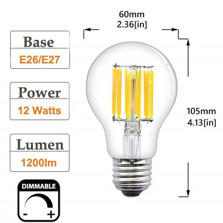 12v 24v 36v E26 E27 Dimmable Soft Filament Bulb 2w 4w 6w 8w 10w - Buy ...