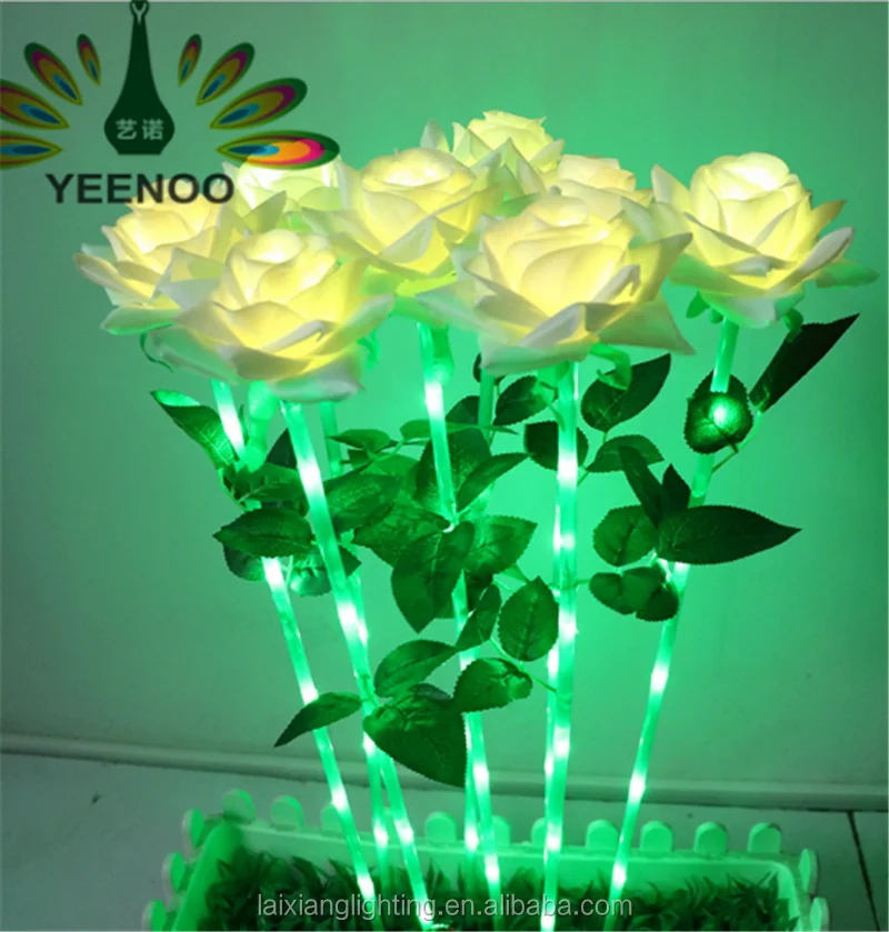 Fancy Holiday Led Decorative Fabric Rose Flower Light Stand By Insert ...