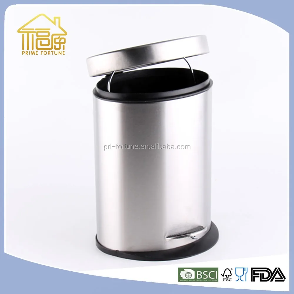 Oval Shape Metal Dustbin With Pp Bucket Stainless Steel Polishing ...