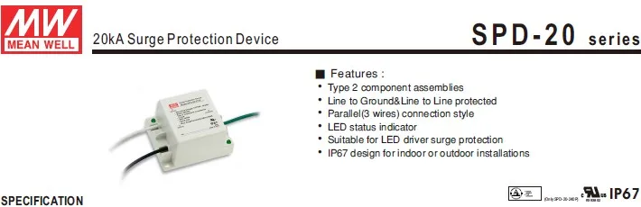 20ka Ac Surge Protection Device Spd-20-240p Mean Well Original - Buy Ac ...