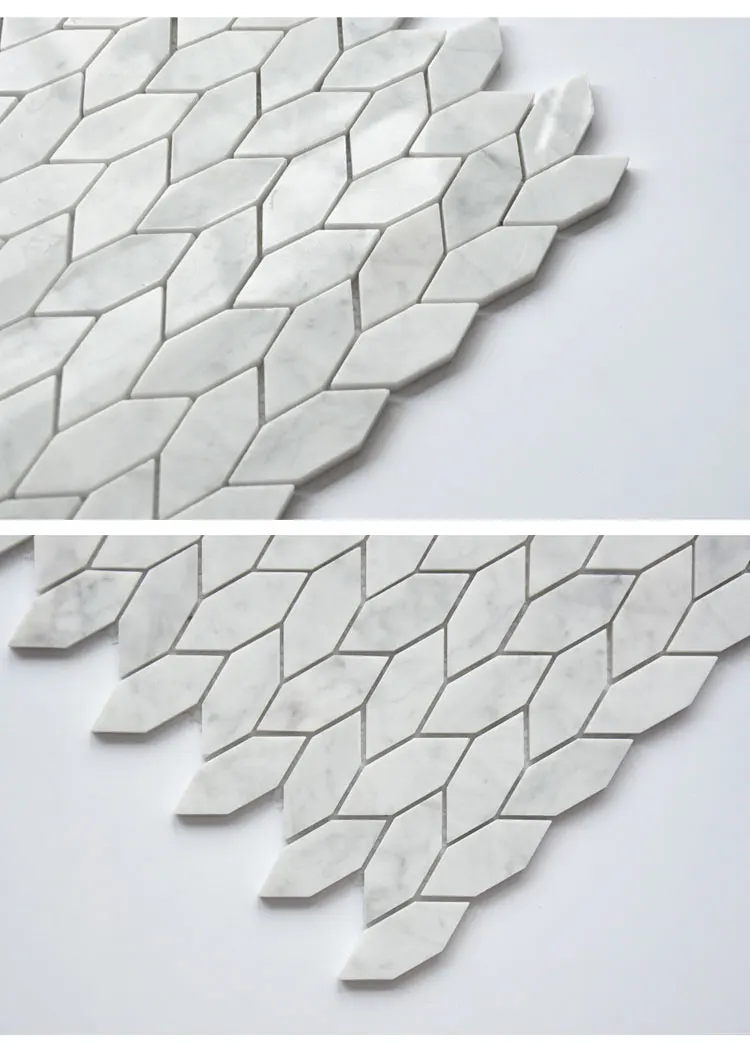 Bianco Carrara Marble Leaf Shape Mosaic Tile Bathroom Floor Tiles ...