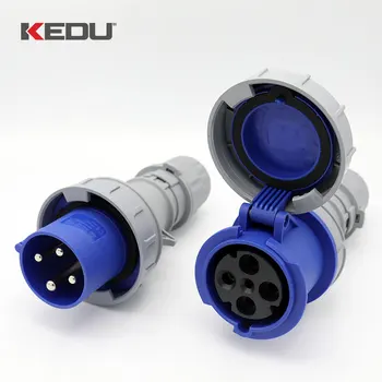 Kedu Ip67 3 Phase 9h 200-250v 3p+pe 63 Amp Industrial Male Female Plug ...
