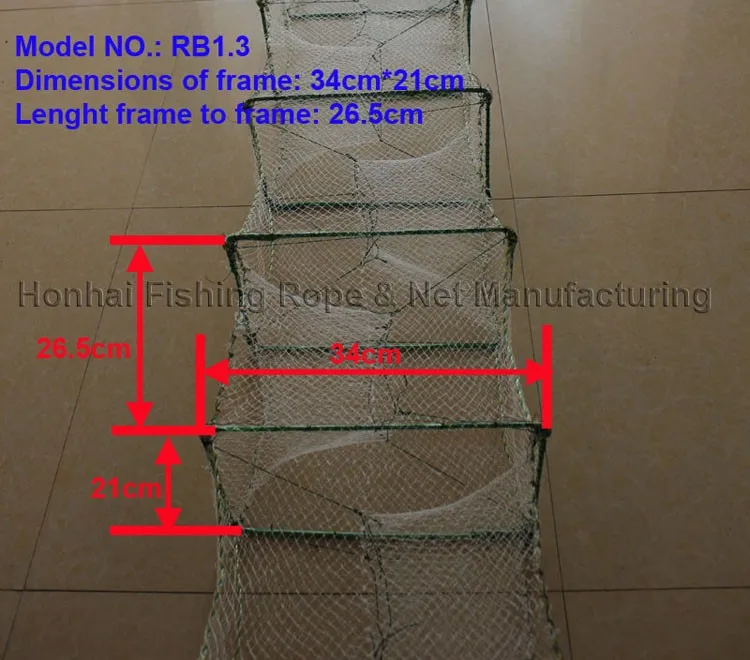 Factory Fish Cage Trap Frame 34cmx 21cx 29 Sections Net Pe 3plyx1.3cm ...