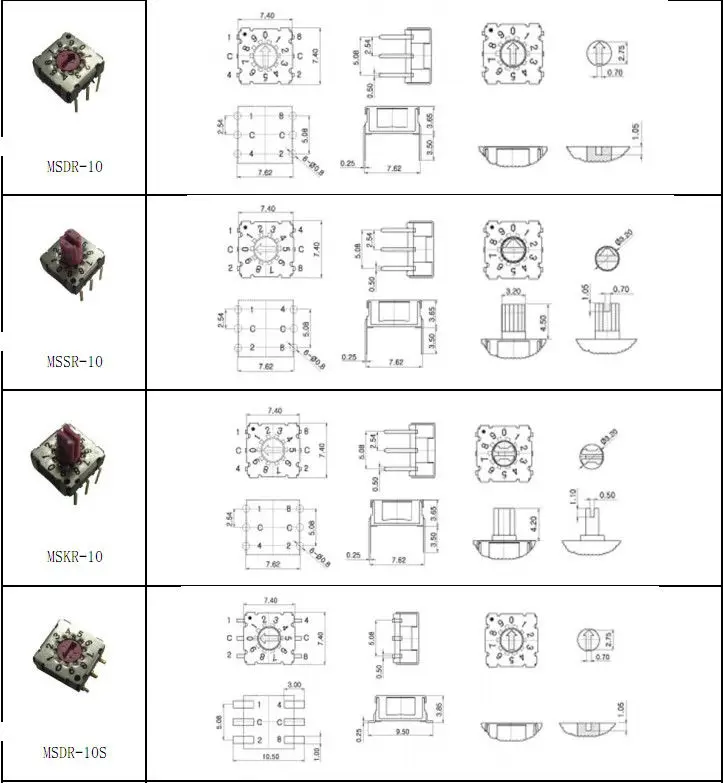 CK rotary smd 16 position dip switch code slector switch low profile ...