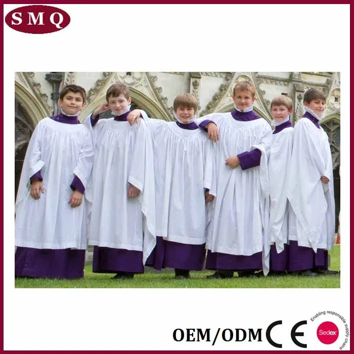 Choir Robe for Church - White Gown Mass Service Vestment