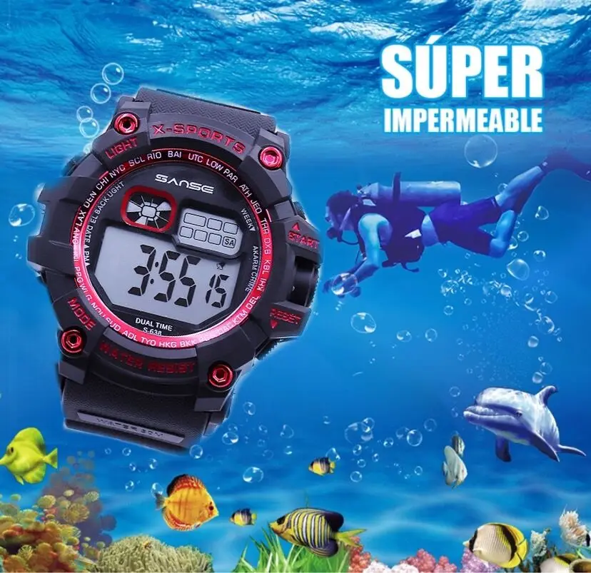 Sanse S-638 Reloj Hombre Deportivos Sport Mens Water Resistant Digital ...