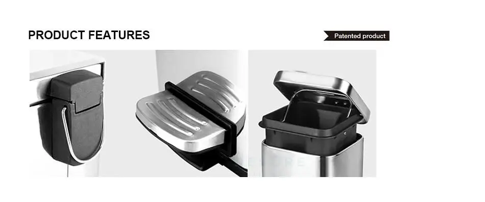 Kitchen Square Pedal Bin Stainless Steel Dustin Bin Rubbish Bin(aws108 ...