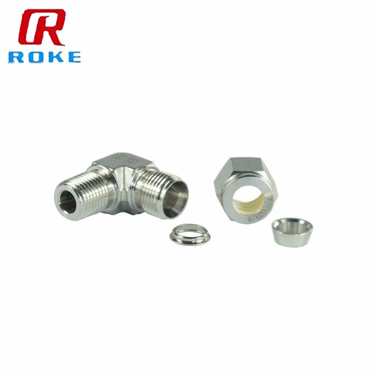 Twin Ferrules Ss 316 Od 1/2 To 1/2 Npt Male Thread Elbow Tube Fitting ...