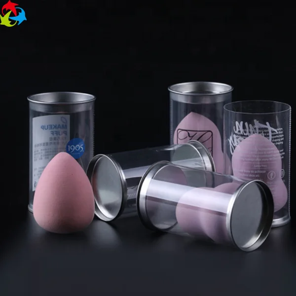 Disposable Clear Plastic Cylinder Tube Packaging Box For Powder Puffs ...