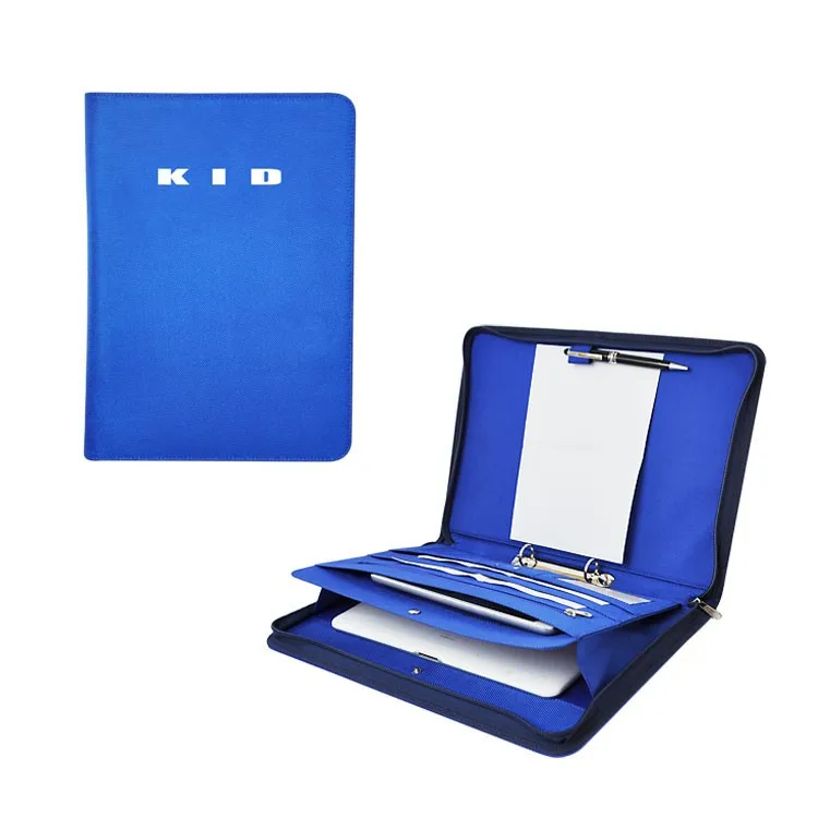 A4 Zip Faux Leather Presentation 3-hole Metal Clip File Folder - Buy 3 ...