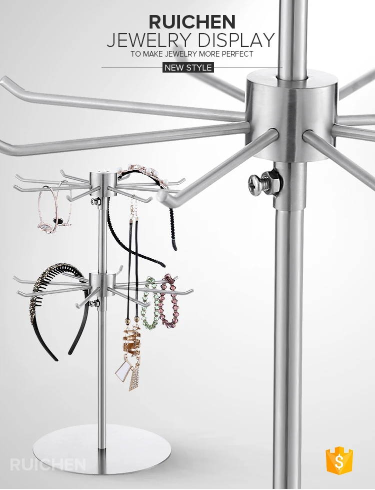 Metal 2 Tier Rotating Jewelry Display Stand Rotatable Counter Top ...