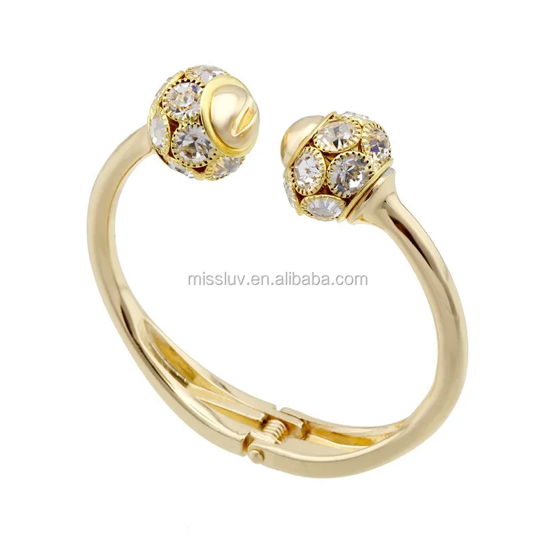 Korean Model Selling Two Round Balls Women Bangle Gold Crystal Ball ...