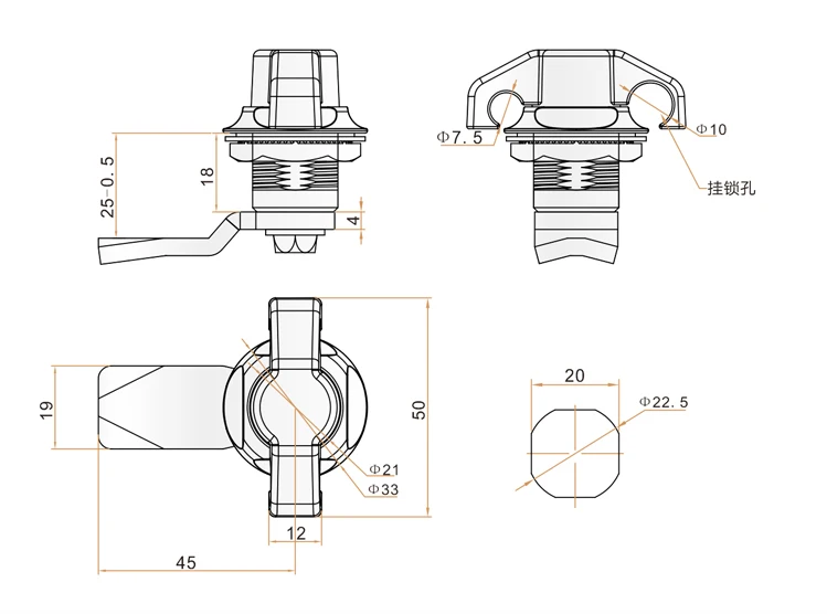 Electric Cabinet Lock Thumb Turn Padlockable Wing Knob 1/4 Quarter Turn ...