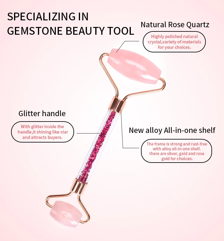 Rose Quartz Facial Massage Roller Pink Face And Neck Jade Roller Oem ...
