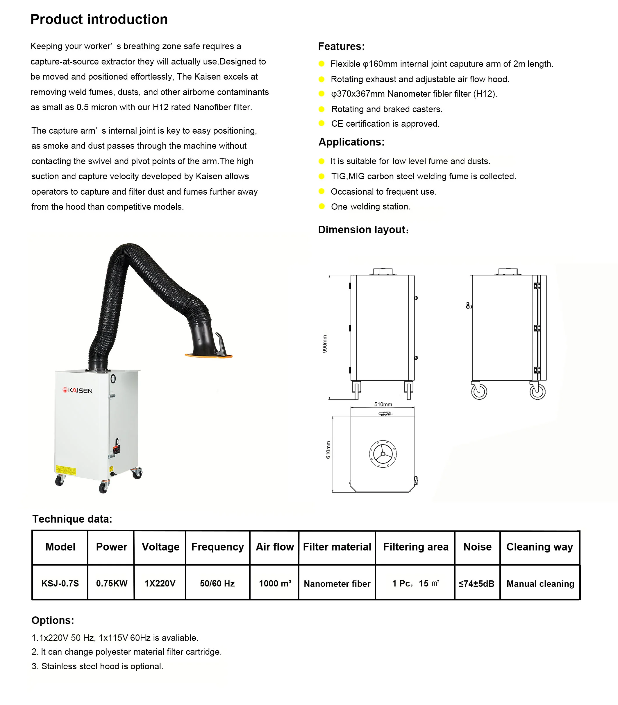 Portable Fume Extractor Welding Exhaust Fume Extractor With Flexible ...