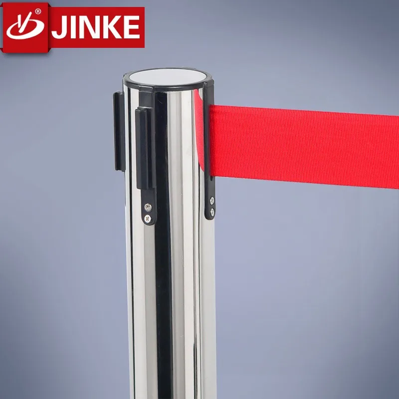 Double Layer Ribbon Retractable Queue Stanchion Pole
