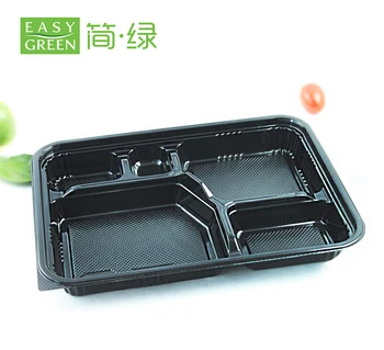 5 Compartments Disposable Lunch Box Takeaway Plastic Disposable Meal ...