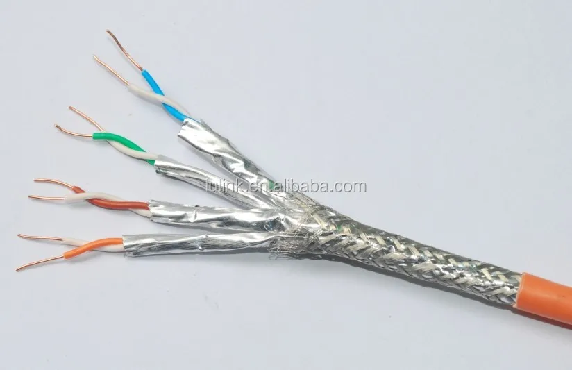 Cat7/cat6a Sftp 22awg Lan Cable Double Braid Shield Solid Network Cable ...