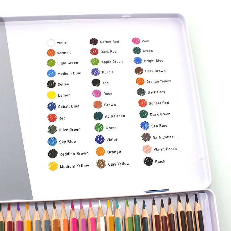 36 Coloured Pencil Set Tin Box For Adult Colouring Books Or Kids School ...