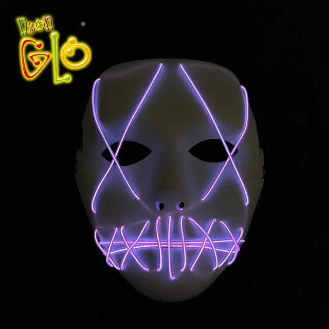Light Up Glow Neon El Wire Mask Halloween Mask For April Fool's Day ...