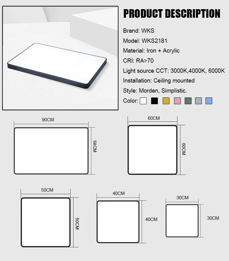 Flat Ultra Thin Square LED Ceiling Light - Modern Lamp