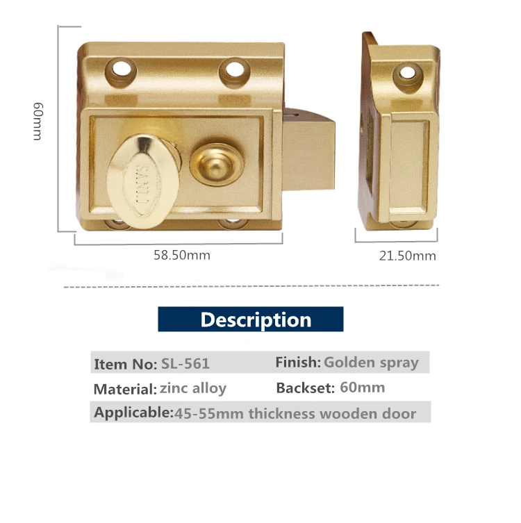 Sl-561 Small Narrow Door Lock Golden Rim Night Latch - Buy Rim Night ...