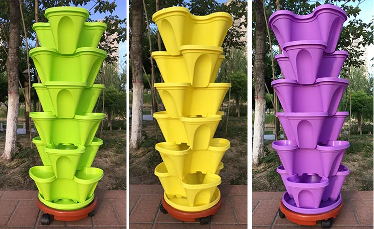 Vertical Tower Garden Hydroponic Stacking Plant Pots Growing System ...