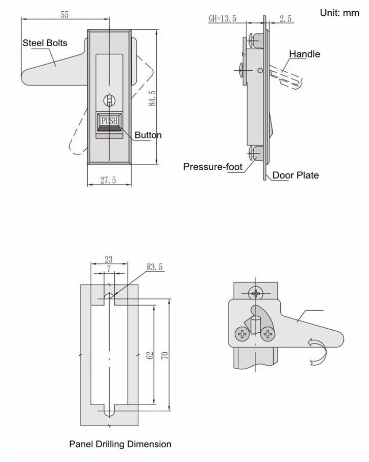 MS603 Keyless Fire Cabinet Push Button Lock - Secure & Reliable