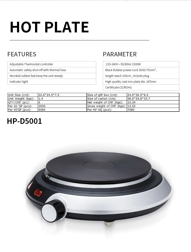 Single Burner White Color Solid Hotplate Electric Hot Plate - Buy 500w ...